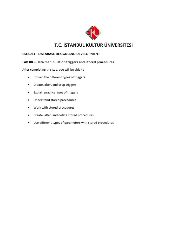 LAB08 - Data Manipulation Triggers and Stored Procedures - Manual and Exercise | PDF | Parameter ...