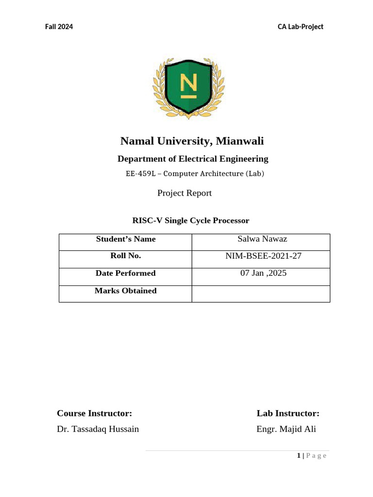 677adcef63409CA Lab12 Fall2024 | PDF | Central Processing Unit | Computer Science