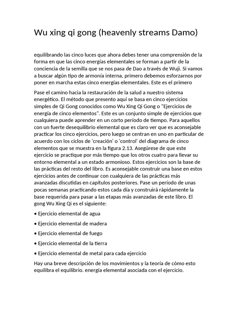 Ejercicios de Wu Xing Qi Gong | PDF | Qigong | Qi