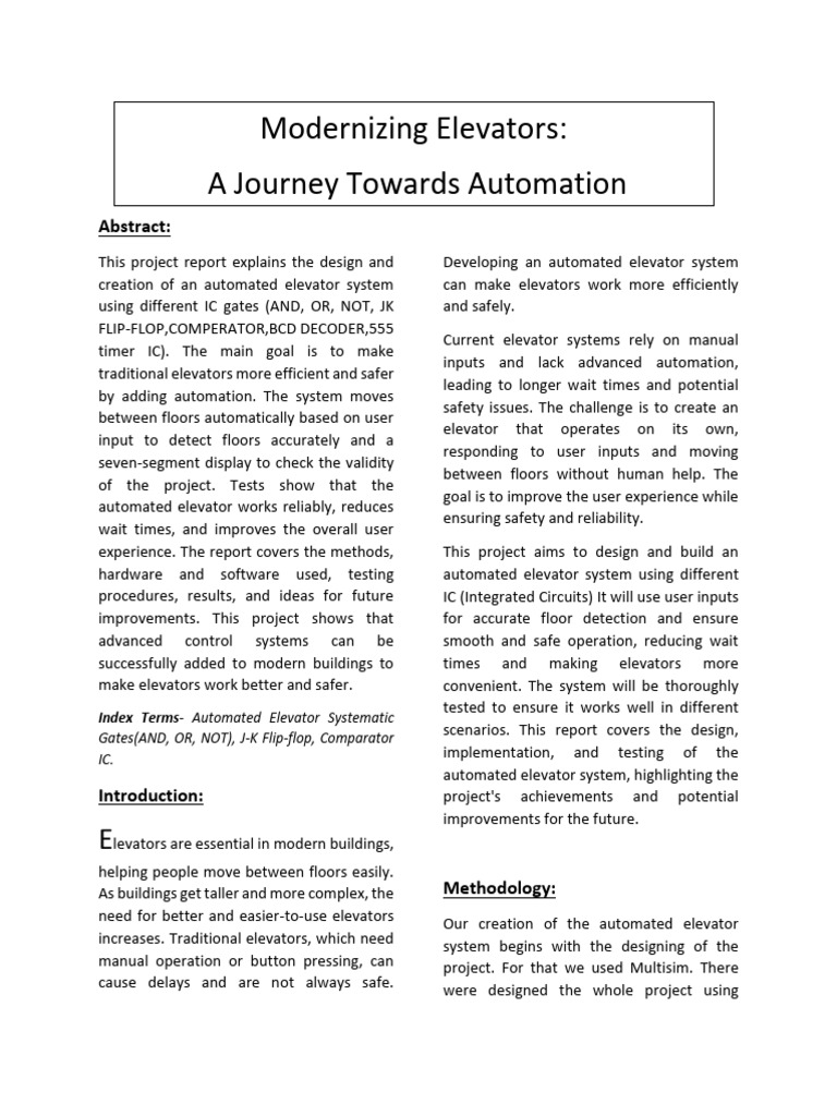 Automated Elevator System Design Report | PDF | Elevator | Automation