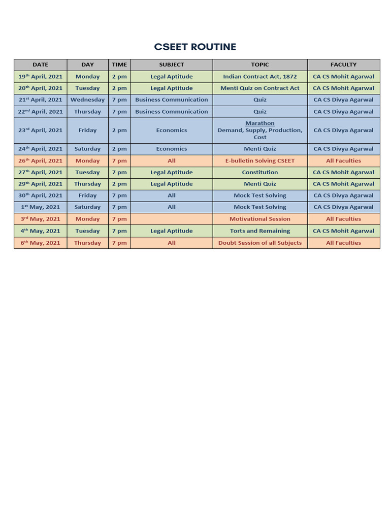 Mepl - Cseet Routine | PDF