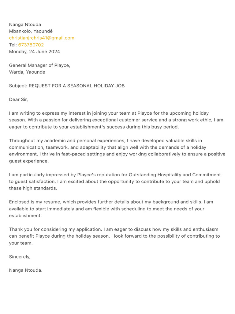 Seasonal Holiday Job Application | PDF