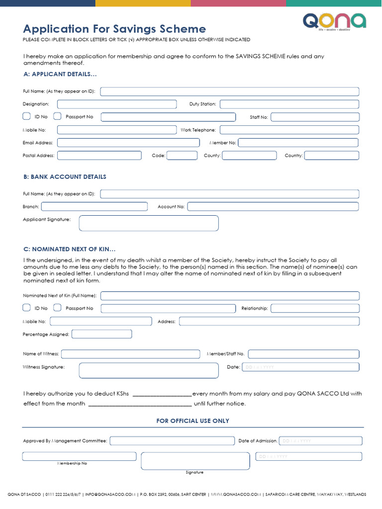 Savings Scheme Application Form | PDF | Government
