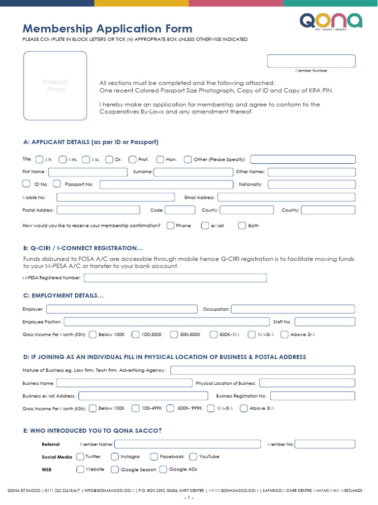Qona Sacco Membership Application Guide | PDF | Indemnity | Fee