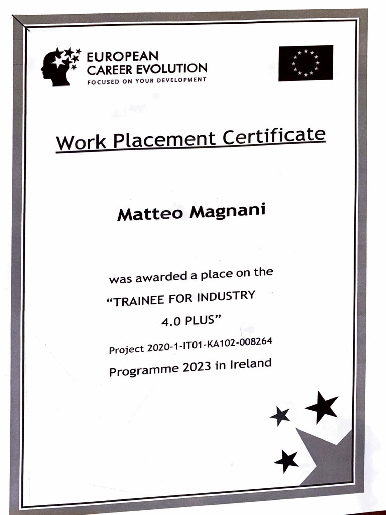 Work Placement Certificate Matteo Magnani Eurocentro | PDF | Career And ...