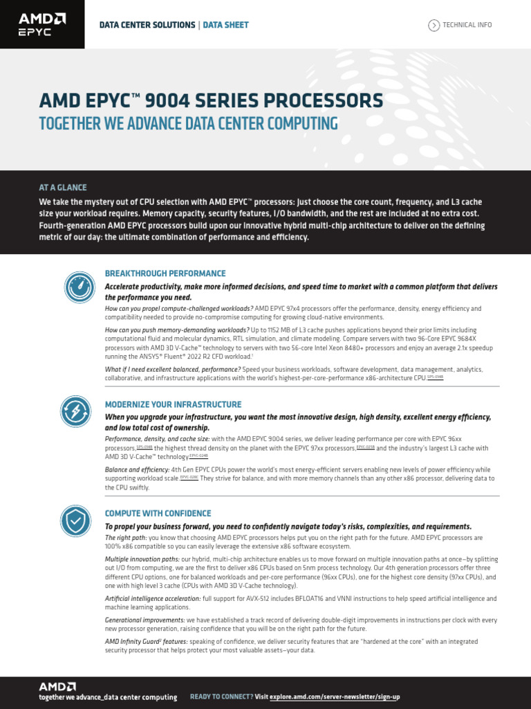 Epyc 9004 Series Processors Data Sheet | PDF | Central Processing Unit ...