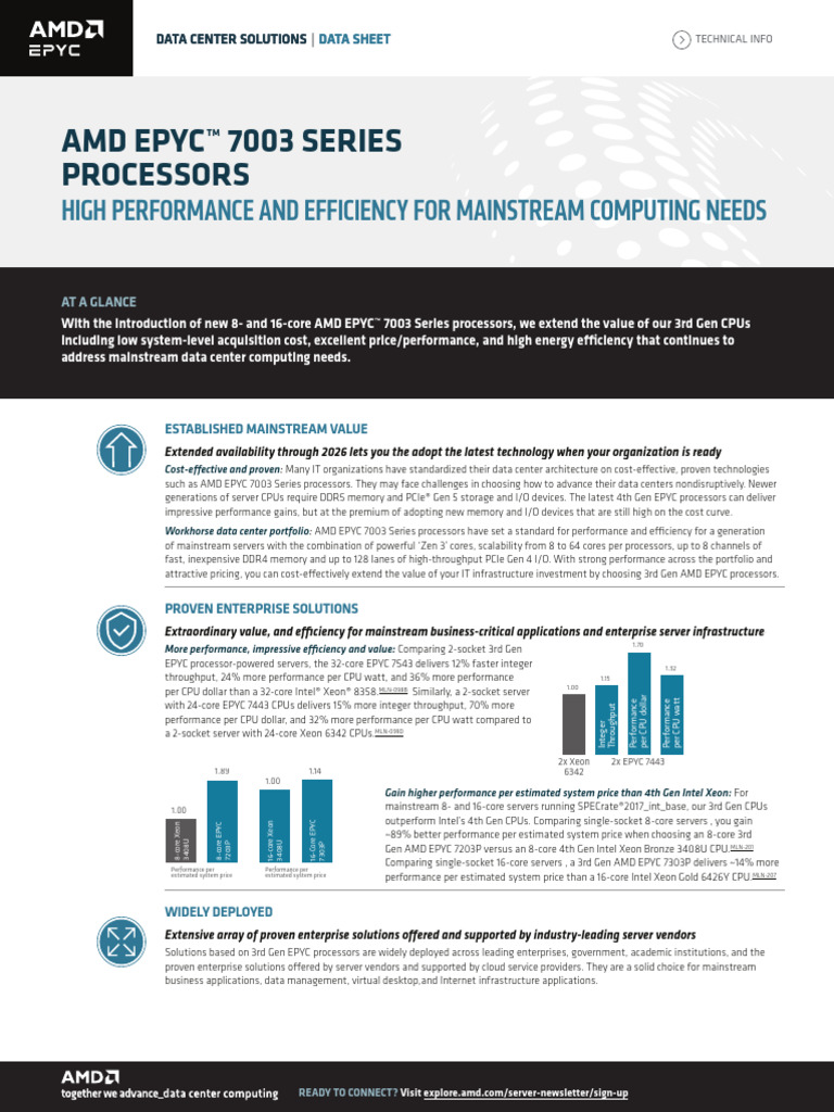 Amd Epyc 7003 Series Product Datasheet | PDF | Central Processing Unit | Integrated Circuit