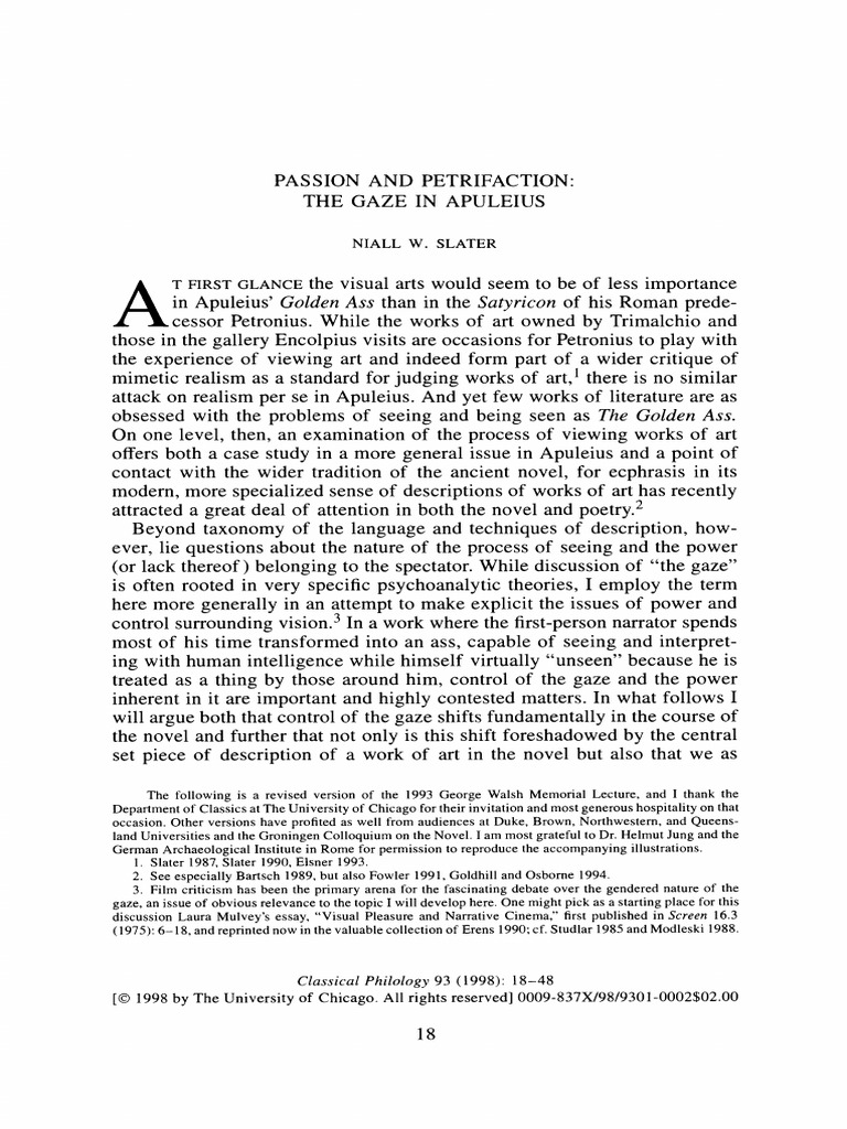 Slater - 1998 - Passion and Petrifaction The Gaze in Apuleius | PDF