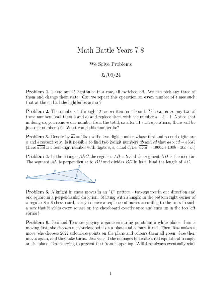 17 Math Battle London 7 8 | PDF