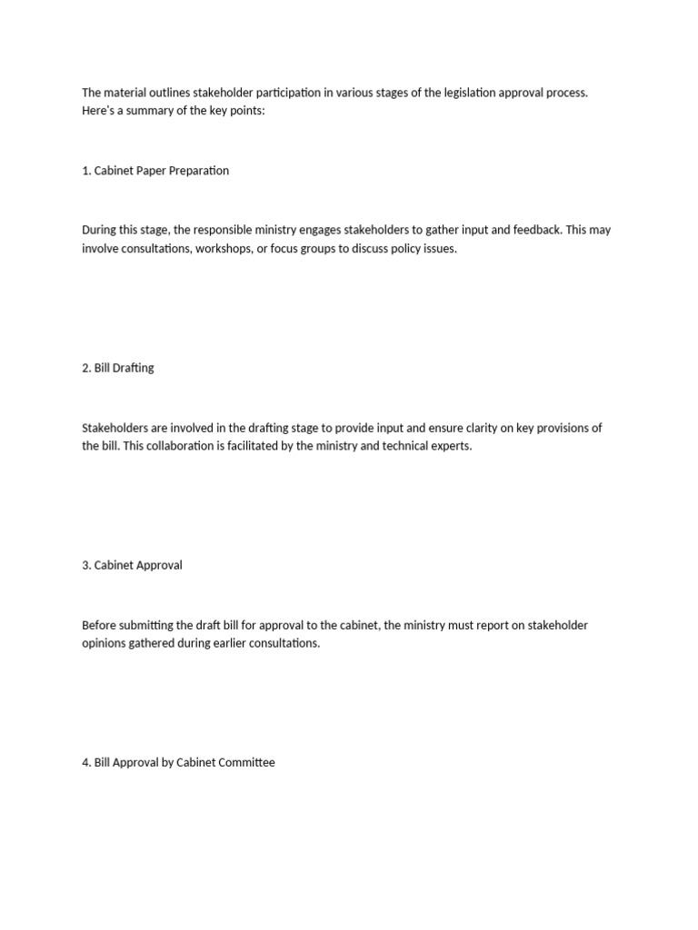 Stakeholders Participation in Legislation Approval | PDF