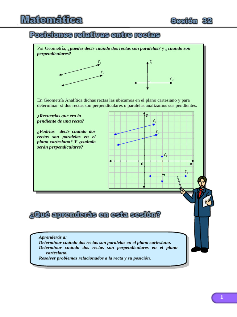 Relación entre rectas: paralelas y perpendiculares | PDF | Pendiente ...