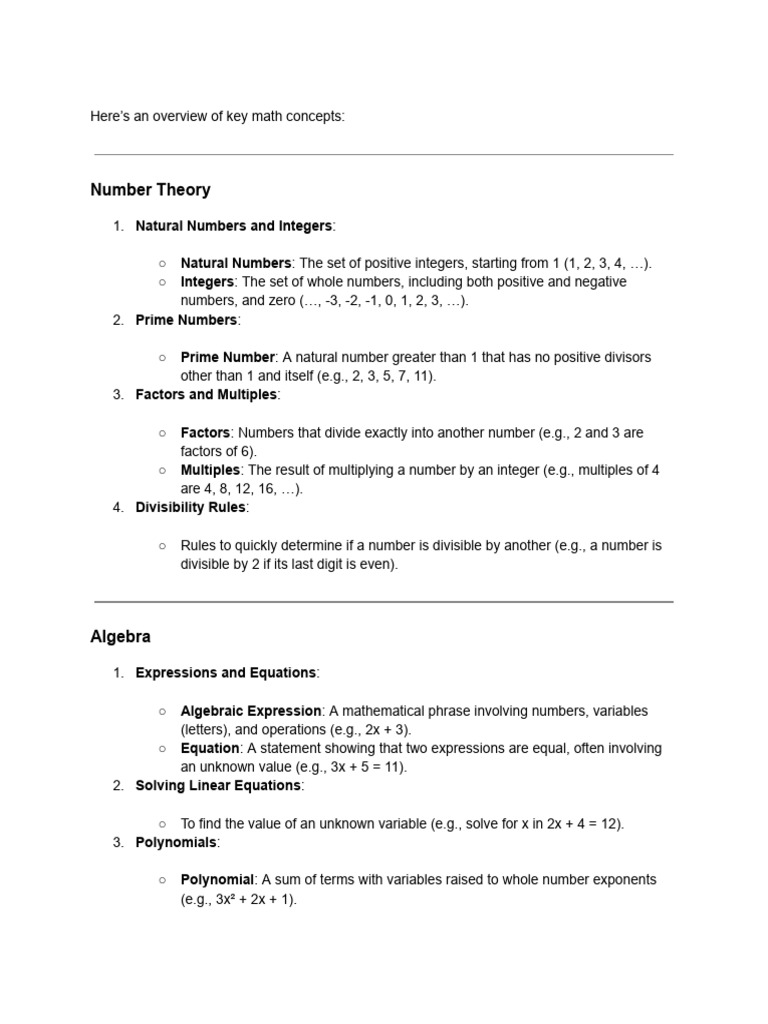Key Math Concepts Lower Secondary | PDF | Area | Trigonometric Functions