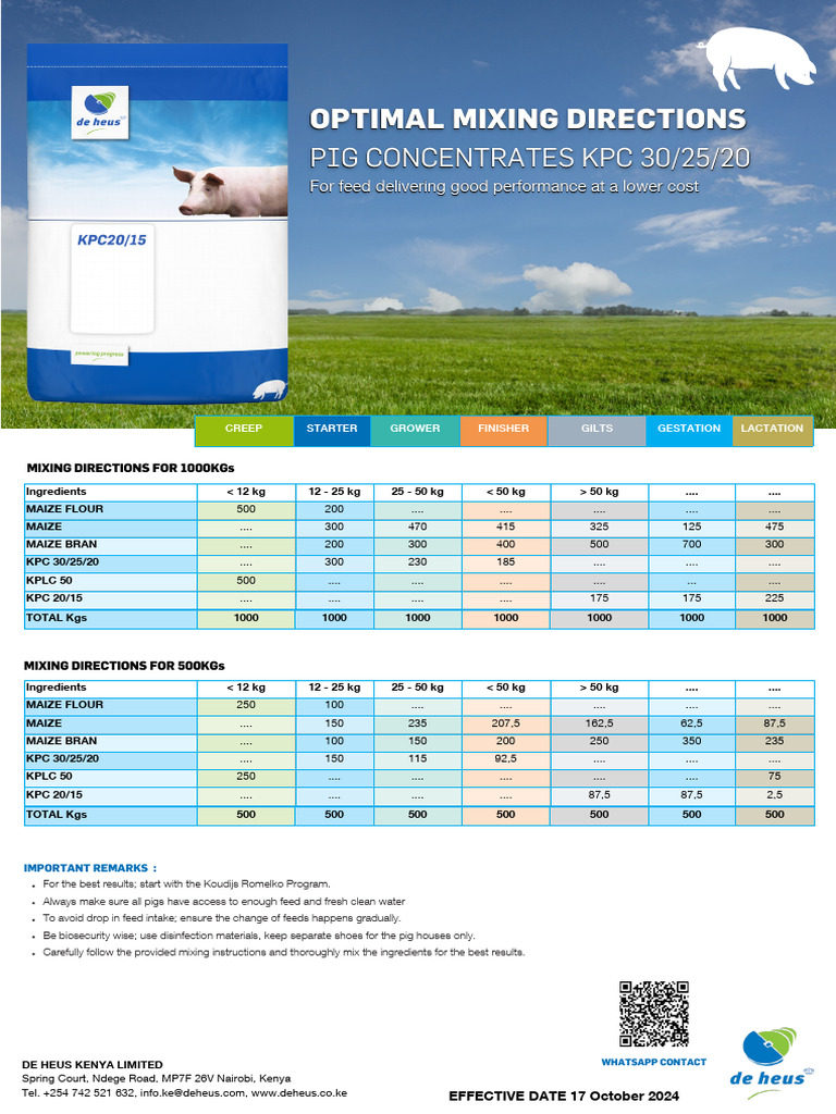 Koudijs Pig Concentrate Mixing Guide | PDF