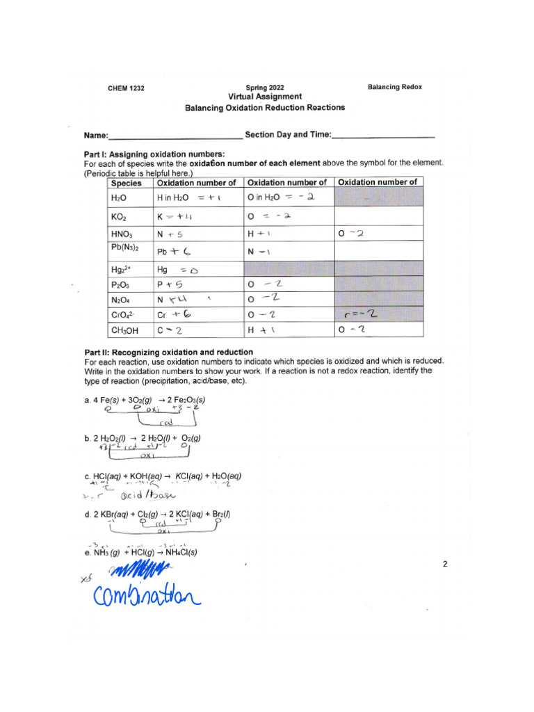 Lab 6- Balancing redox reactions | PDF