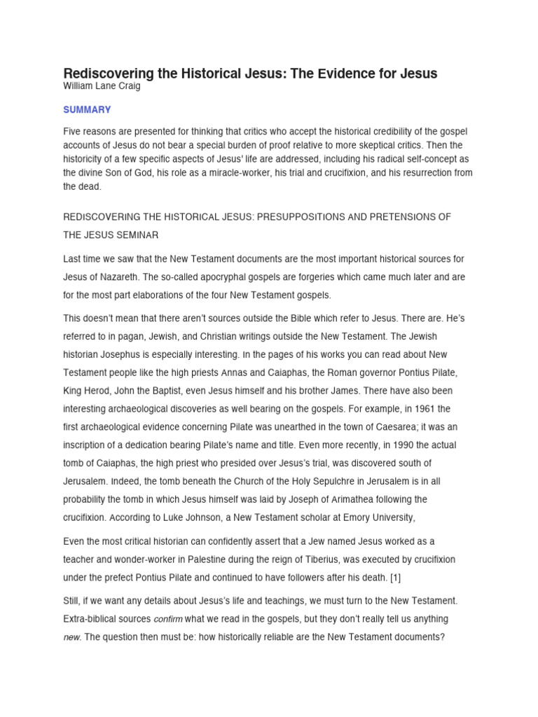 Rediscovering The Historical Jesus The Evidence For Jesus | PDF | Jesus ...