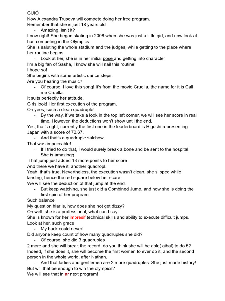 Guió Report Ice Skating | PDF