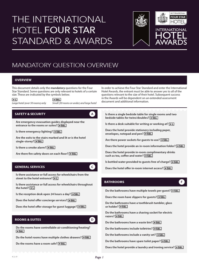 Four-Star-Hotel-Mandatory-Question-Docs | PDF | Hotel | Bathroom