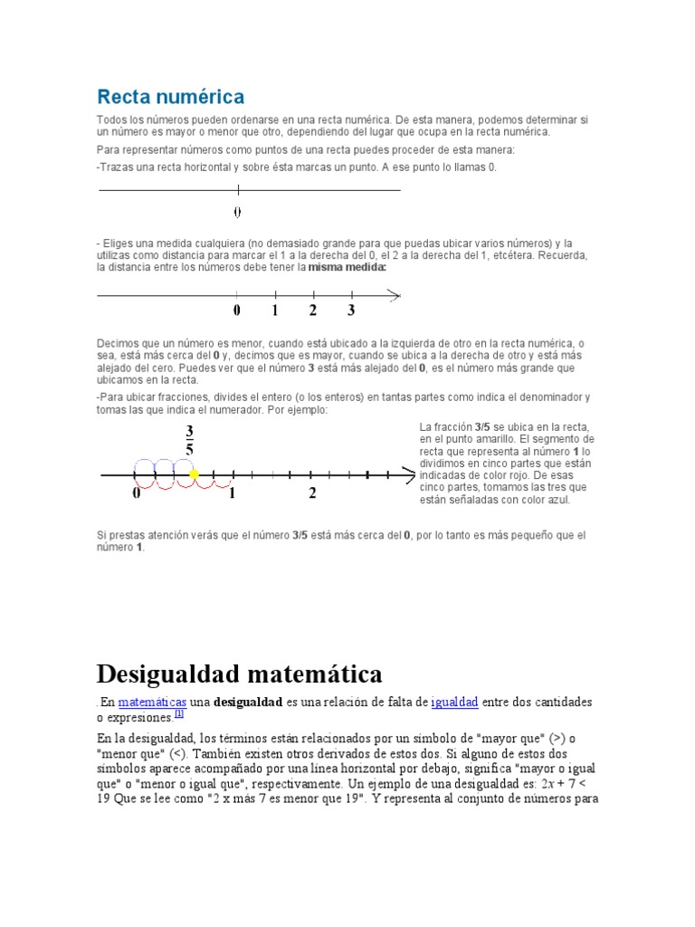 Recta Numérica | PDF | Números | Fracción (Matemáticas)