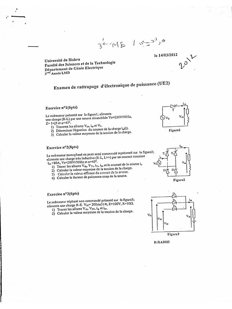 Examen10 Electronique de Puissance - PDF Version 1 | PDF