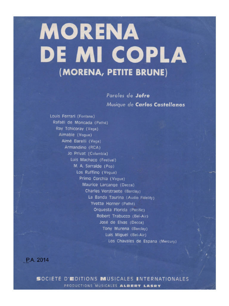 Morena de mi copla (Morena petite brune) (Paso Doble) | PDF