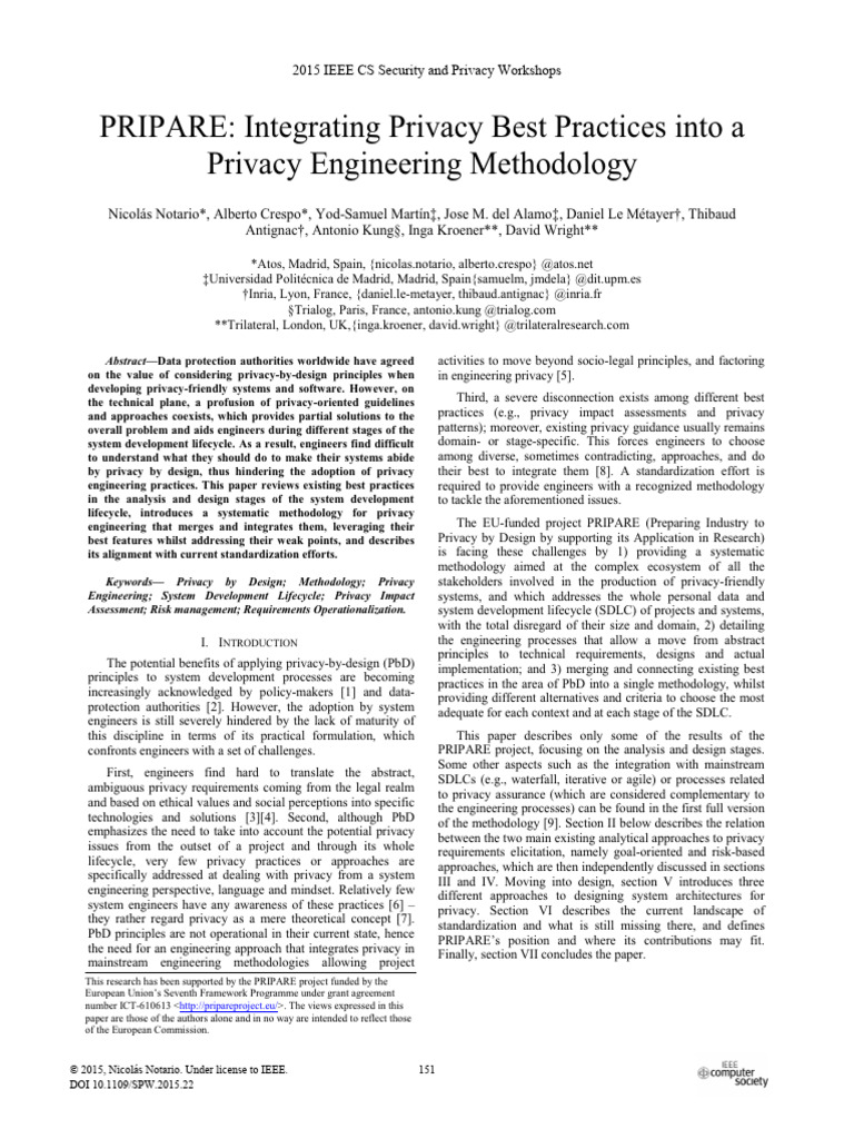 Privacy Engineering Methodology Overview | PDF | Risk | Privacy