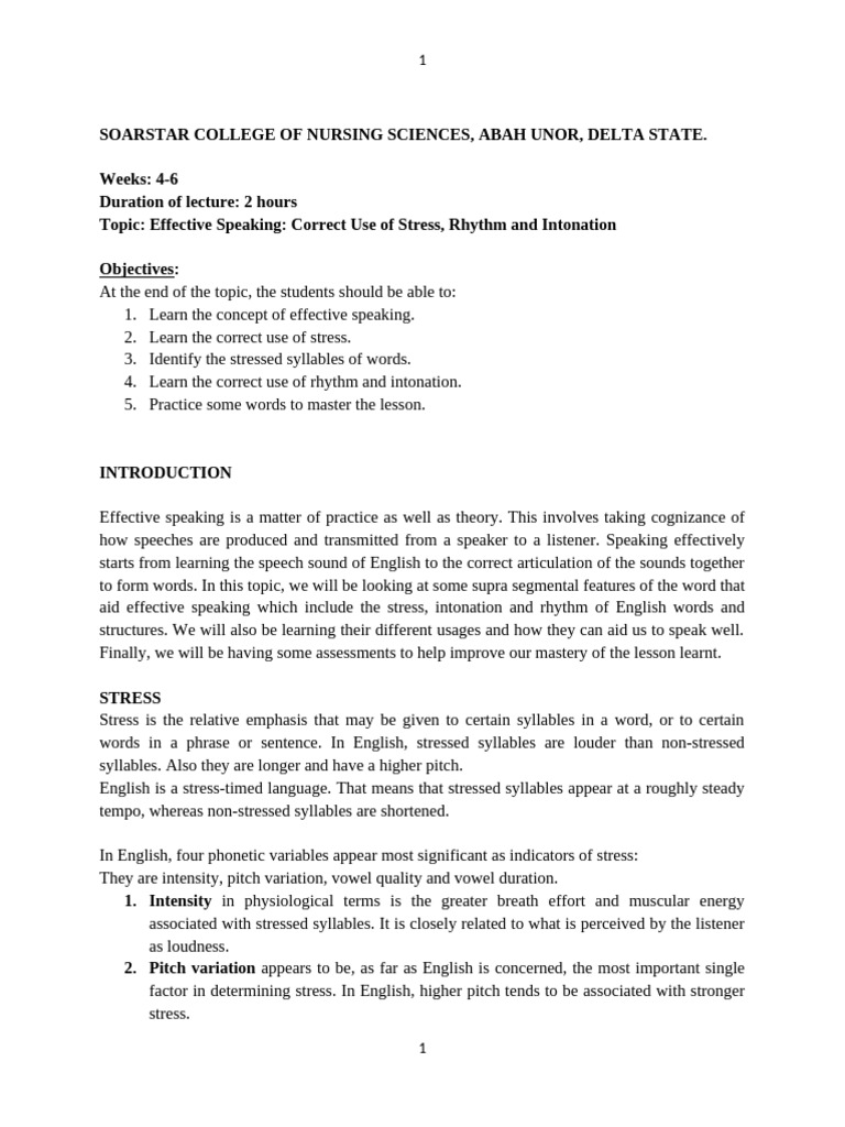 Stress, Rhythm & Intonation | PDF | Stress (Linguistics) | Vowel