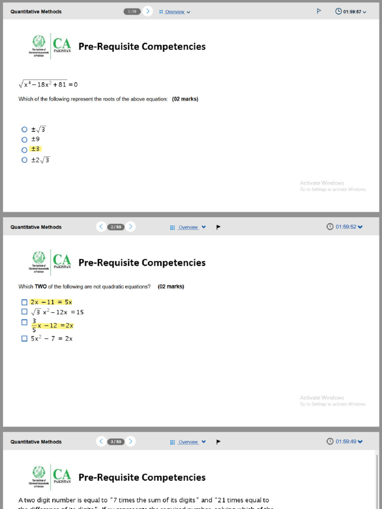 QM Model Paper ICAP Official | PDF