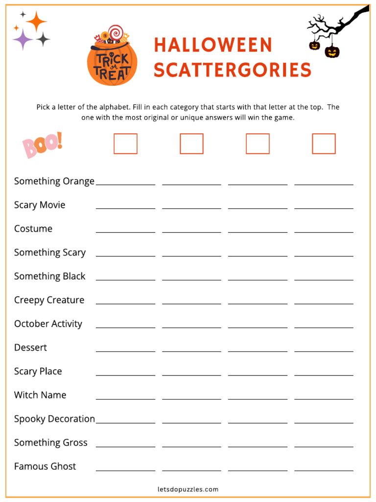 Halloween Scattergories | PDF
