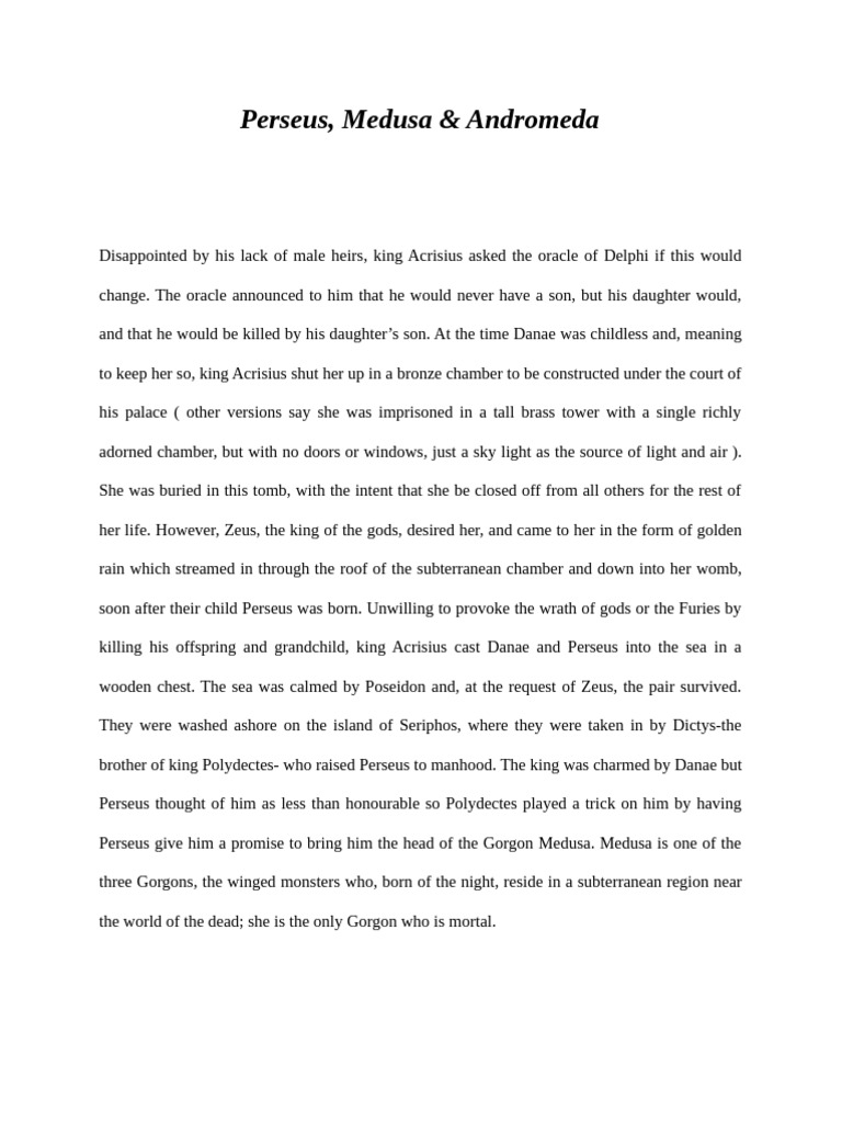 Perseus Medusa Andromeda | PDF | Greek Mythology