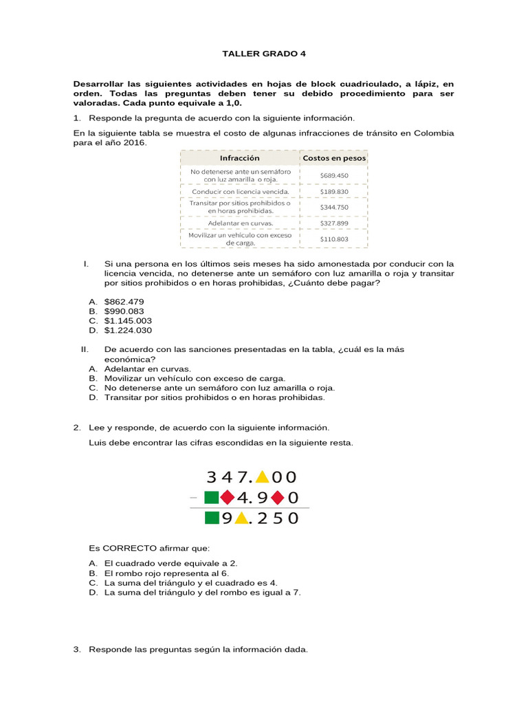 Tarea de Matematicas (Primer Periodo) | PDF