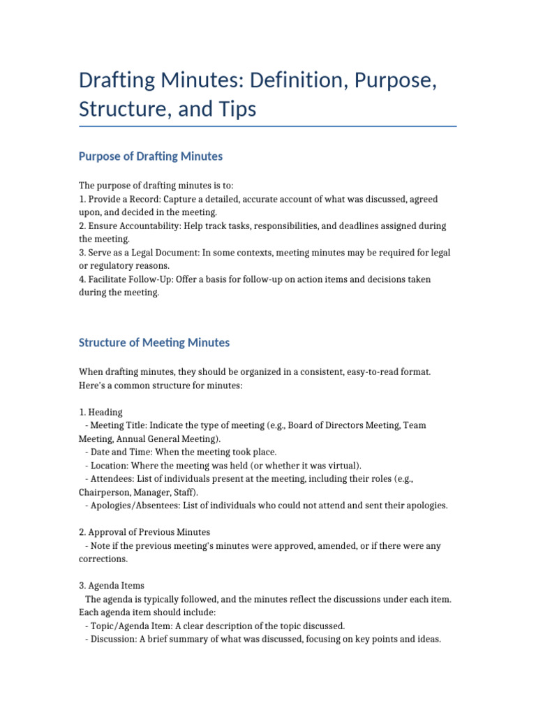drafting minutes guide | PDF | Social Media | Popular Culture & Media ...
