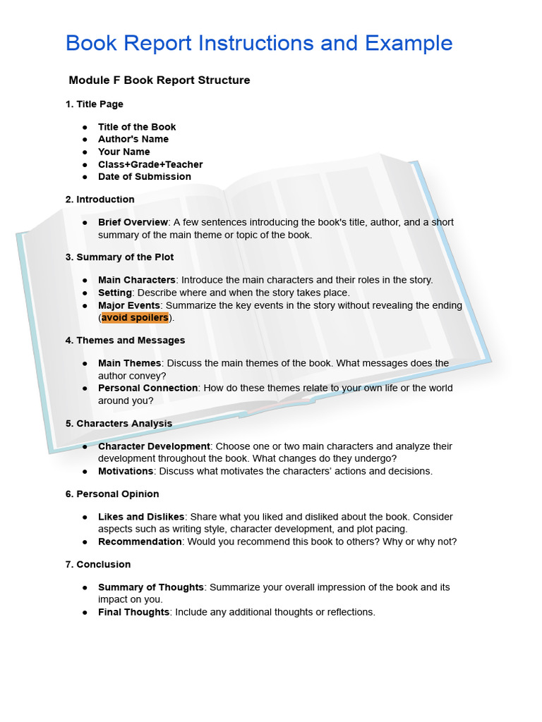 Book Report Instructions and Example | PDF | Harry Potter | J. K. Rowling