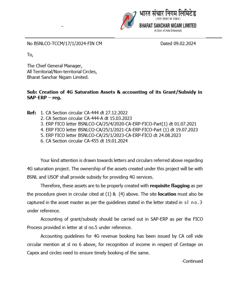 4G Asset Management for BSNL Circles | PDF | Economies