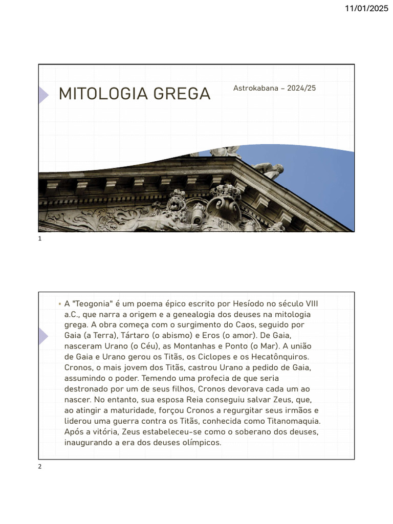 Apostila Curso Mitologia Grega | PDF | Mitologia grega | Religião grega antiga