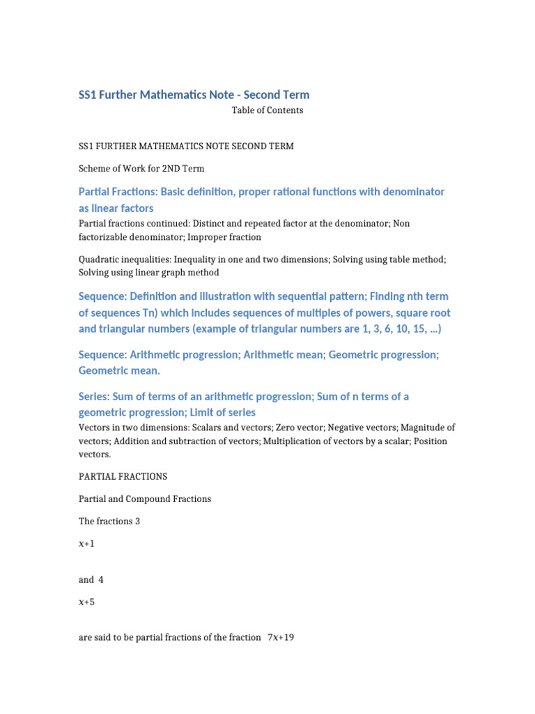 Organized Further Maths Notes | PDF