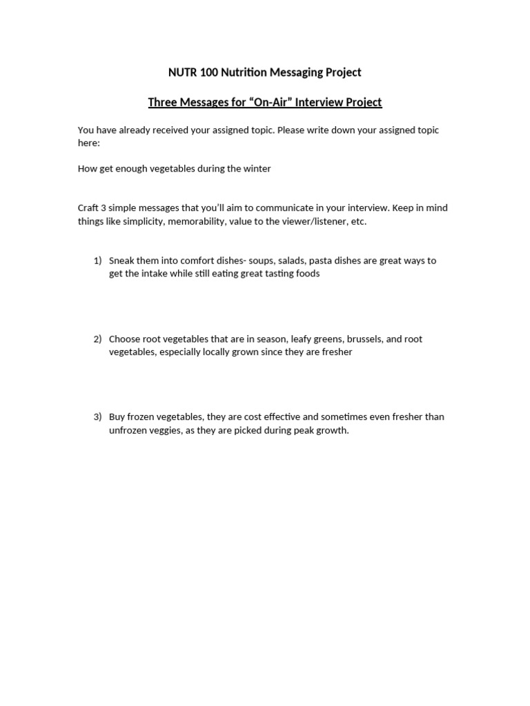 _Nutrition Messaging 3 Messages (1) | PDF