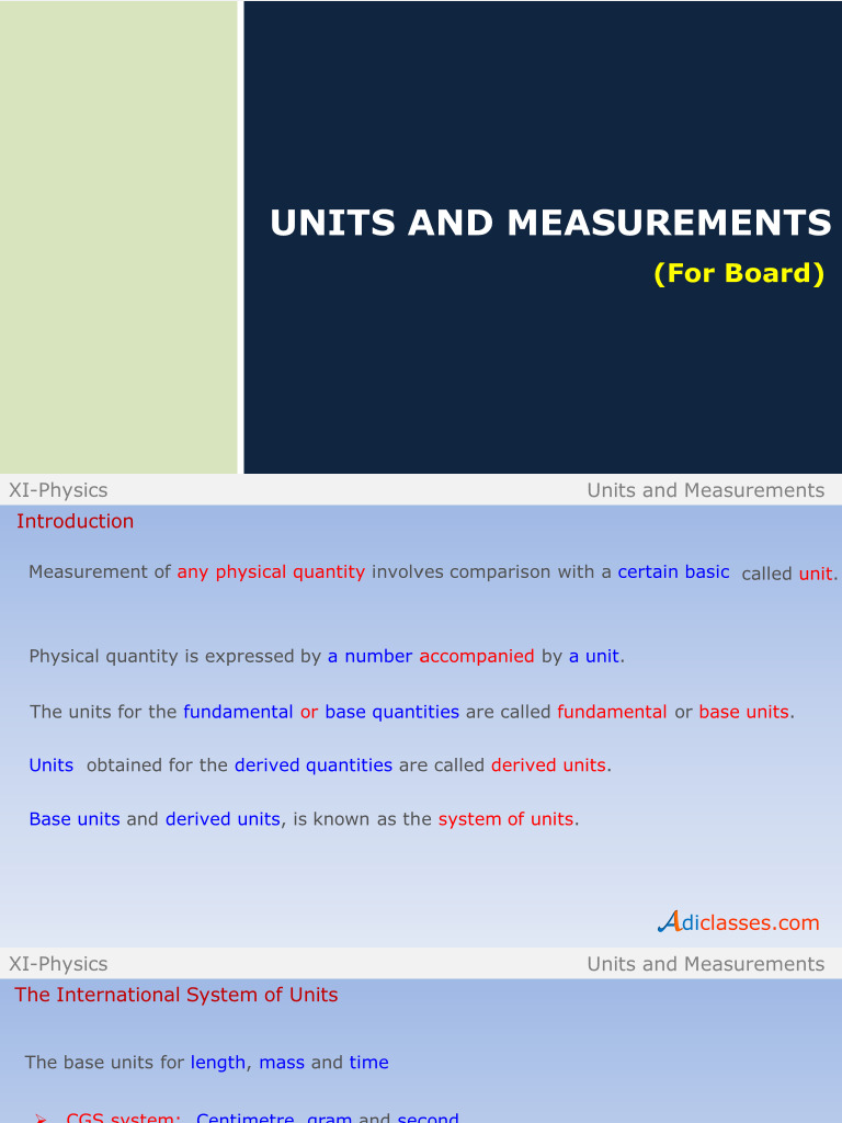 Units and Measurements | PDF