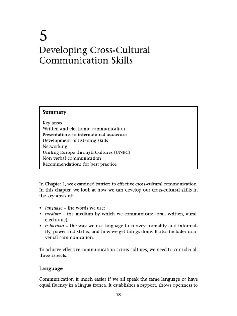 Cross-Cultural Communication Skills Guide | PDF | Nonverbal ...