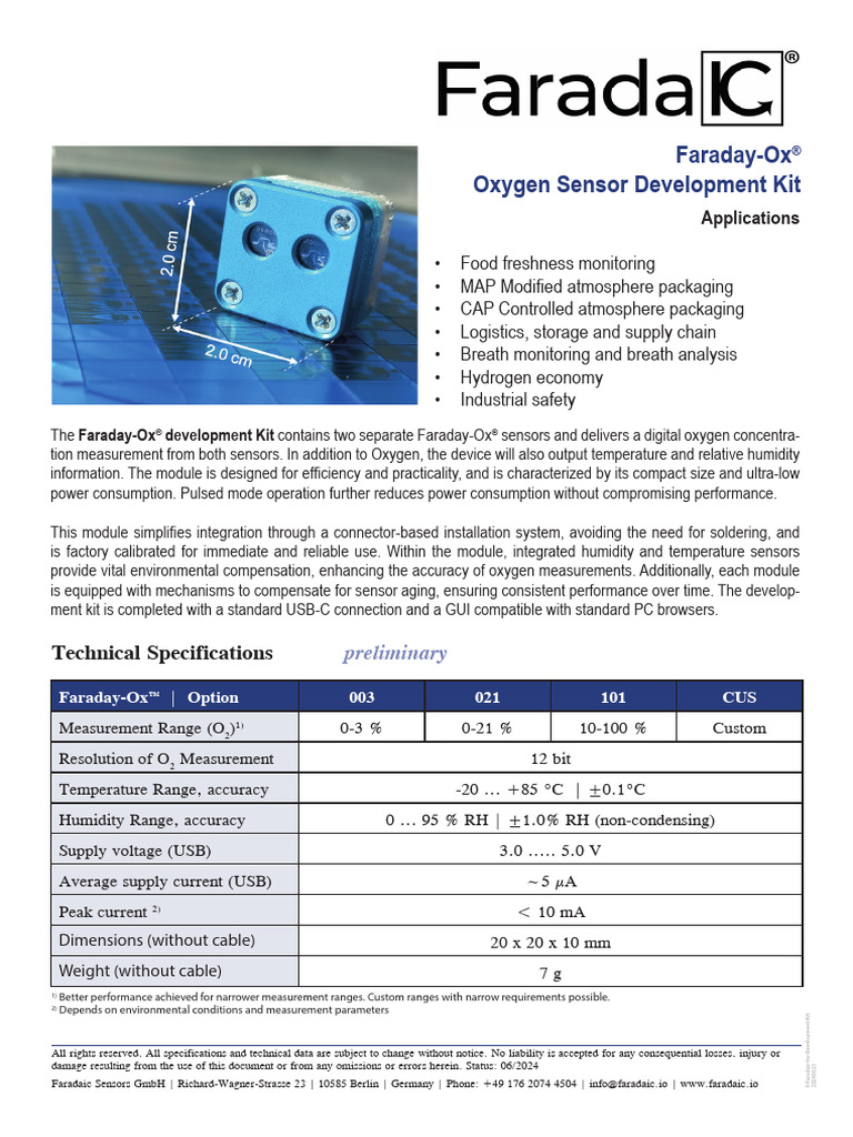 E Faraday Ox Development Kit | PDF | Sensor | Humidity