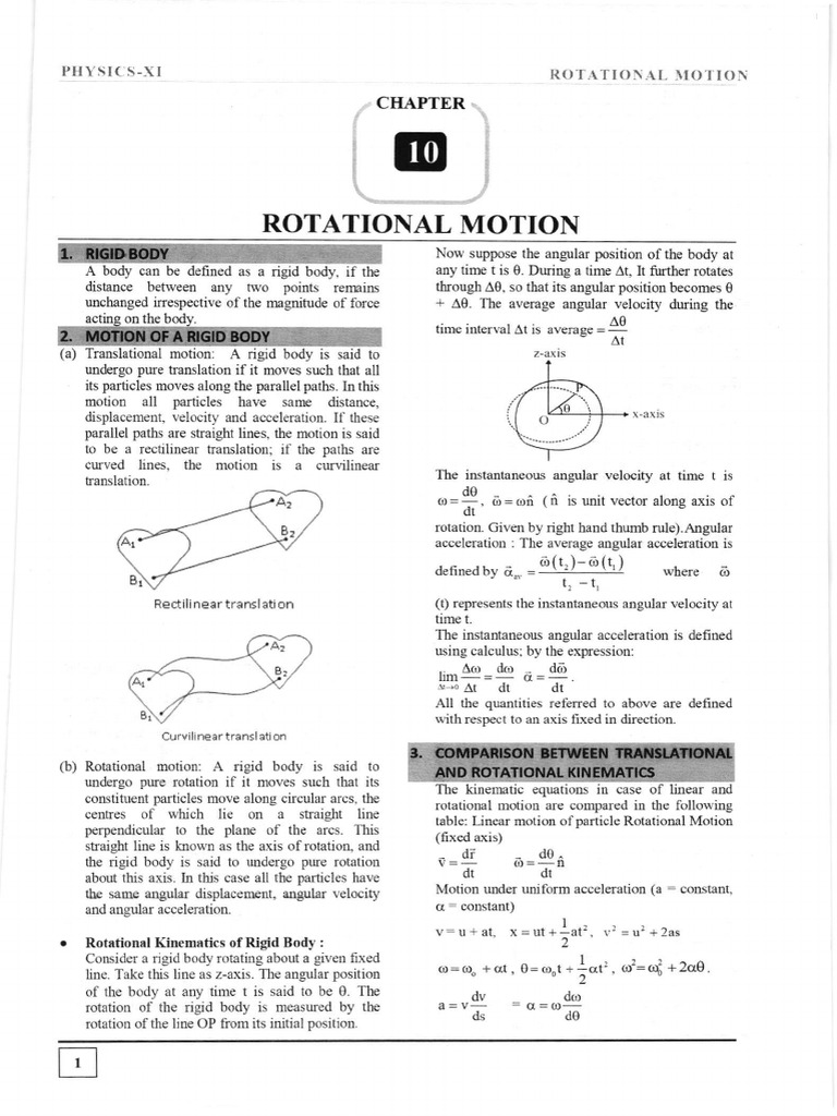 Chap-10 (Rotational Motion) Theory | PDF | Rotation Around A Fixed Axis | Rotation