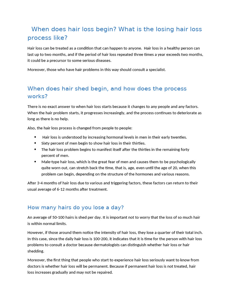 Understanding Hair Loss: Causes & Process | PDF | Hair Loss | Hair