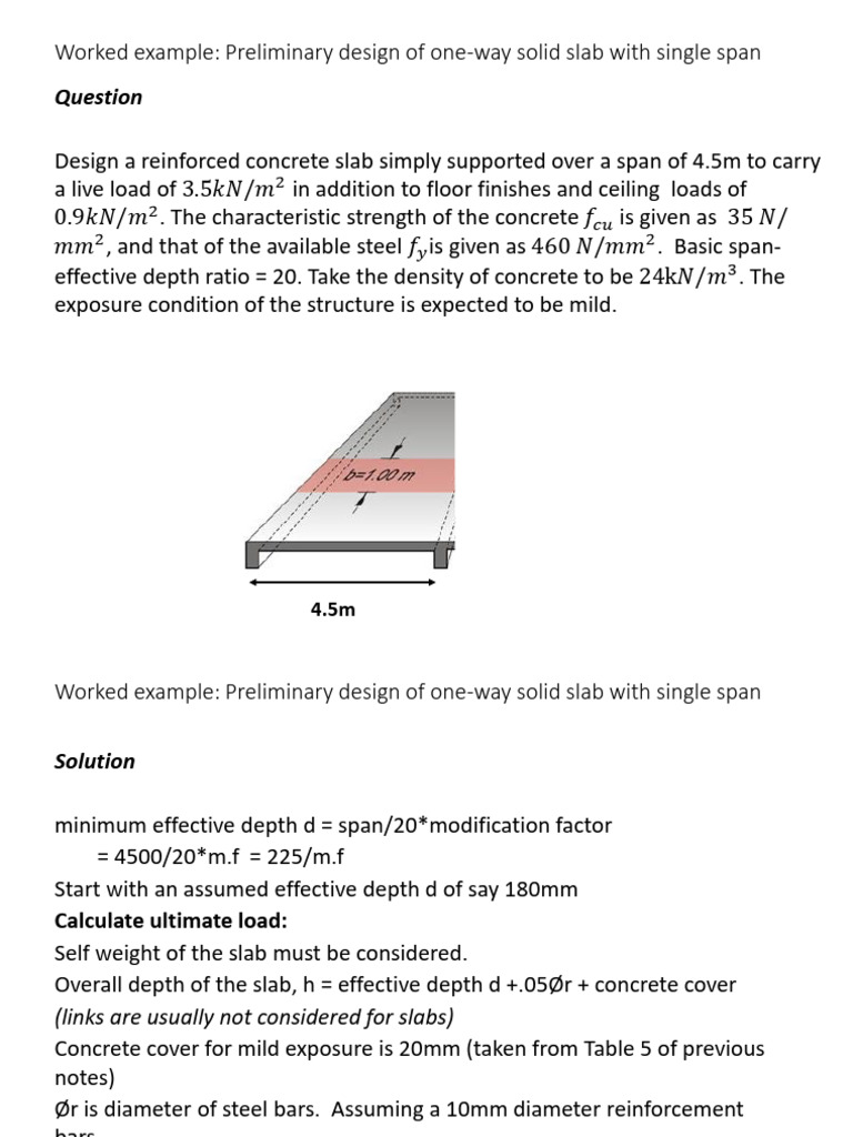LECTURE 3B - RC Slab-Worked Example (Autosaved) | PDF | Concrete | Bending
