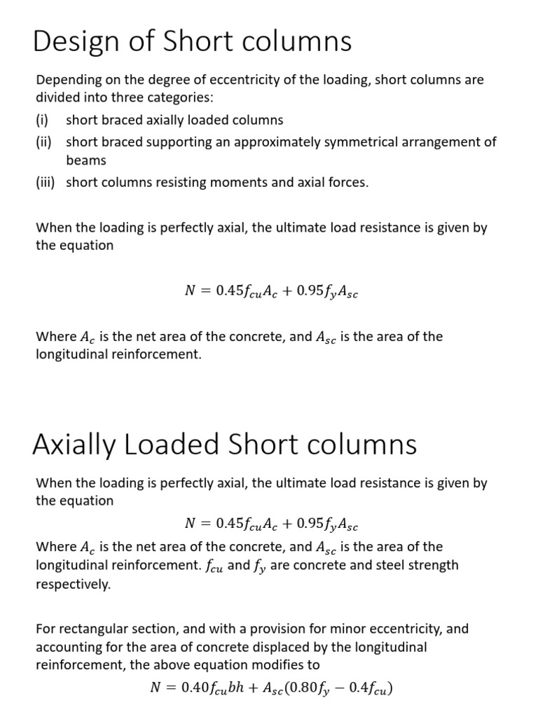 LECTURE 4B - Design of Short columns (1) | PDF | Column | Bending