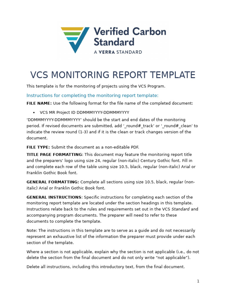 VCS Monitoring Report Template v4.4 FINAL2 | PDF | Natural Environment