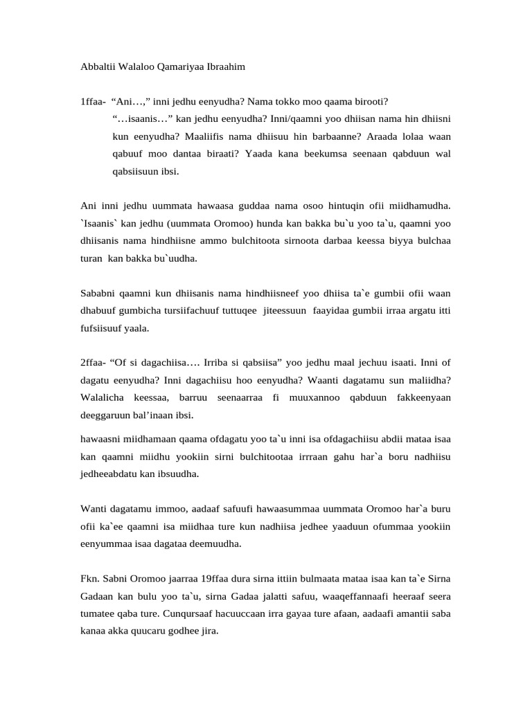 Abbaltii Walaloo | PDF