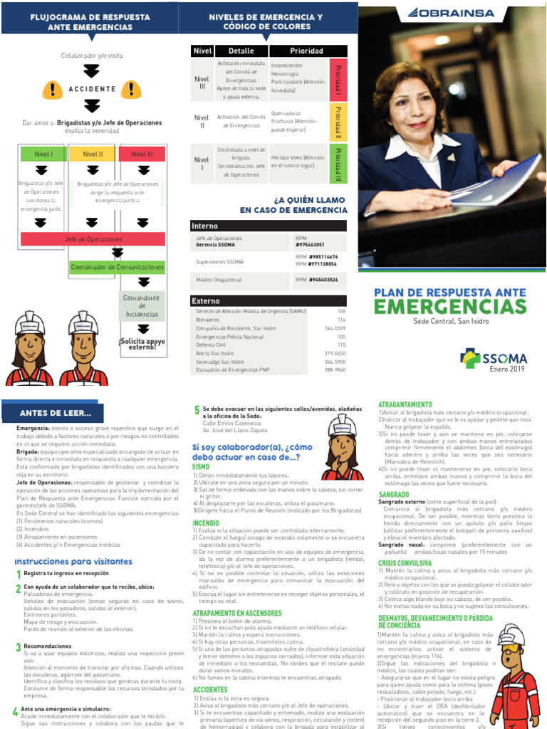 Tríptico Plan de Respuesta Ante Emergencias Sede Central | PDF | Reanimación cardiopulmonar ...