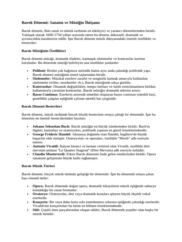 Barok Dönemi | PDF