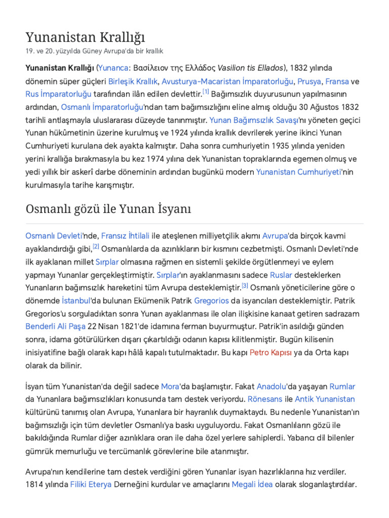 Yunanistan Krallığı - Vikipedi | PDF