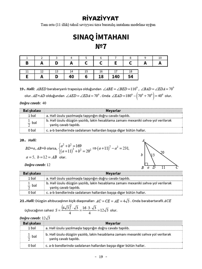 Riya Bura 11 Az Cavab Sinaq 7 | PDF