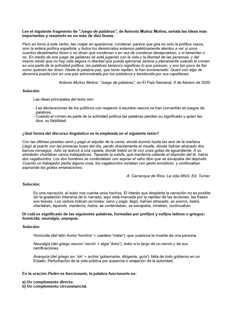 EVALUACION INICIAL LENGUA 2BACH | PDF | Lengua española | Verdad